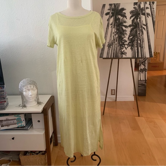 Mod Ref | Dresses | Mod Ref Linen Maxi Dress With Side Slits In Yellow ...